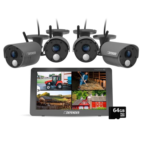 Système de sécurité Defender PHOENIXHD non Wi-Fi avec 4 caméras et un ...