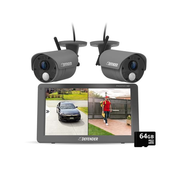 Système de sécurité Defender PHOENIXHD non Wi-Fi avec 2 caméras et un ...