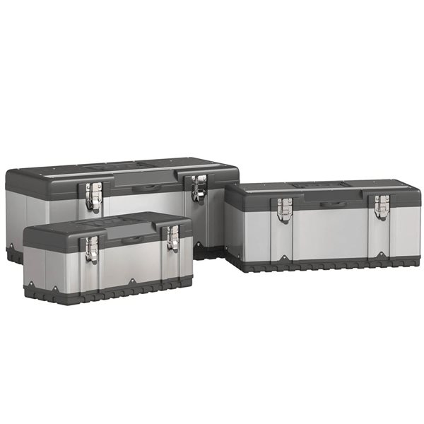 HOMCOM 3-Piece 23-in/19-in/16-in Stainless Steel Tool Box Case Set B20 ...