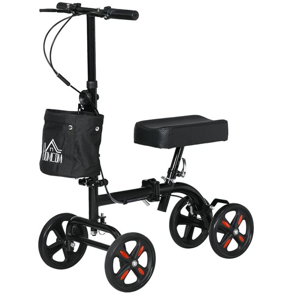Marchette à genou HOMCOM noire pliable et ajustable avec double frein ...