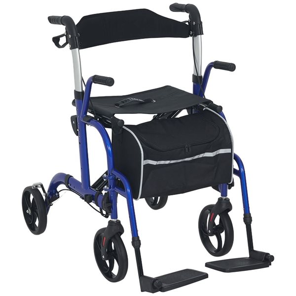 HOMCOM Blue Aluminum Rollator Walker with Seat 712-071V00BU | RONA