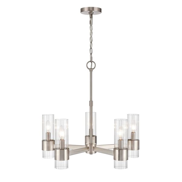 Millennium Lighting Caberton 22-in W Brushed Nickel Metal 5-Light Modern Round Chandelier w ...