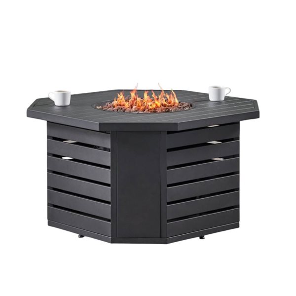 Table-foyer en fer noir octogonale Homy Casa 50 000 BTU 20,25 x 16,25 ...