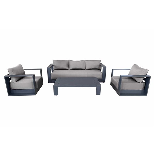 CIEUX Lyon Outdoor Patio Conversation Set w/ Aluminum Frame and Taupe ...