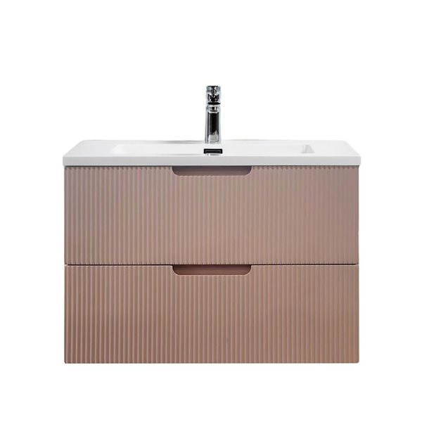 GEF Morgan 30-in Floating Dusty Rose Vanity with White Polymarble ...