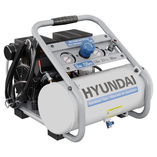 Hyundai 2-Gallon Ultra Quiet Air Compressor with Aluminum Tank HY0392 ...