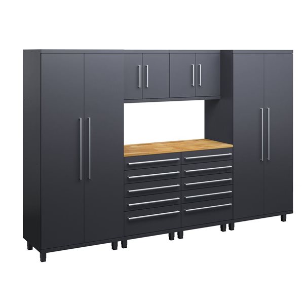 Ceha Garage Solutions Prestige 7-Pc Black Grey Steel Modular Garage ...