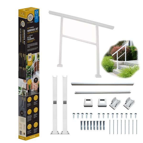 Nuvo Iron White Aluminum 2-3 Steps Stoop Railing Kit - Posts Hand ...