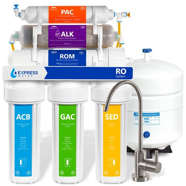 Express Water 10 Stage Alkaline and Mineral Boost Filtration Reverse Osmosis Filtration System ...