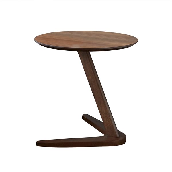 Homy Casa Z-Shaped Modern End Table w/ Round Wooden Top and Boomerang ...