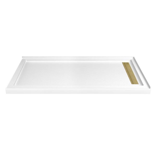 Turin LinearLux 72 x 35 x 3.5-in Acrylic Corner Slip-Resistant Shower ...