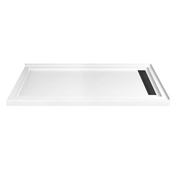 Turin LinearLux 72 x 40 x 3.5-in Acrylic Corner Slip-Resistant Shower ...