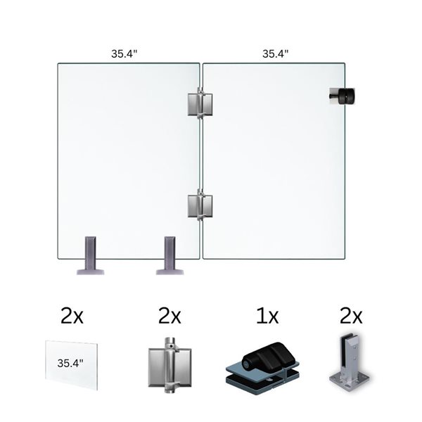 Porte à fermeture automatique RF Transparent 48 po finition inox pour ...