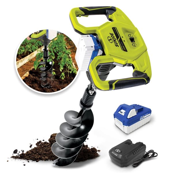 Snow Joe 8-in Ice Fishing Auger with 8.0 Ah 24V Battery 24V-AGR100 | RONA