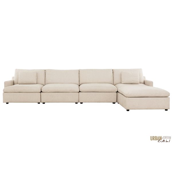 Urban Cali Long Beach 162-in W Axel Beige Polyester Blend Fabric Large ...