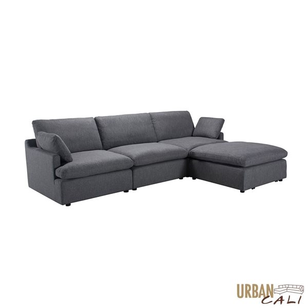 Urban Cali Long Beach 121.5-in W Grey Polyester Blend Fabric Medium ...