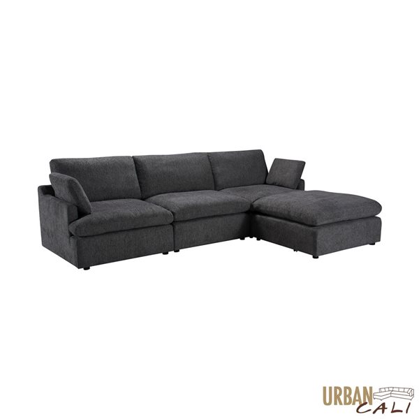 Urban Cali Long Beach 121.5-in W Blue Grey Polyester Blend Fabric ...