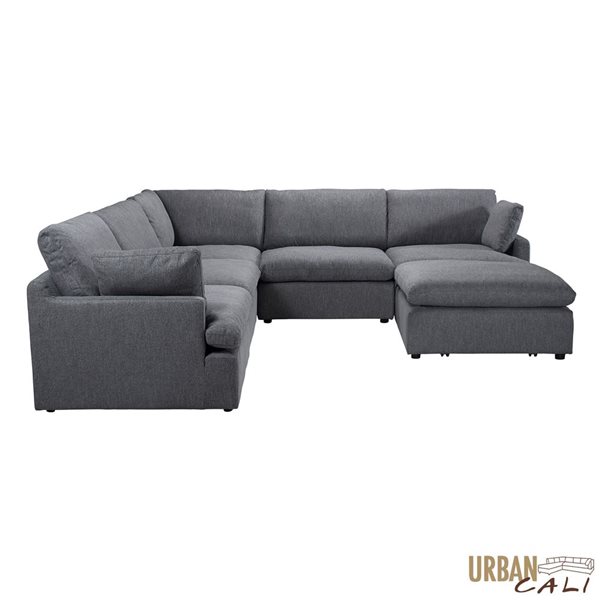 Urban Cali Long Beach 121.5-in W Grey Polyester Blend Fabric Modular ...