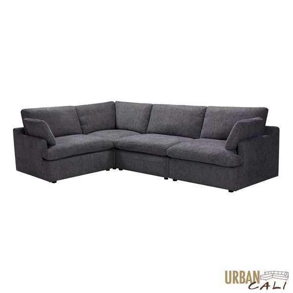 Urban Cali Long Beach 121.5-in W Blue Grey Polyester Blend Fabric ...