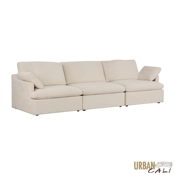 Urban Cali Long Beach 121.5-in W Axel Beige Polyester Blend Fabric ...