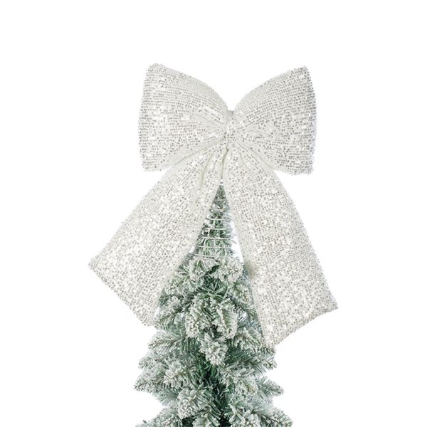 Starlight Collection Silver Fabric Ribbon Tree Topper - Single Piece ...