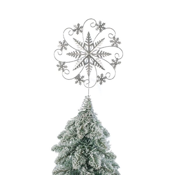 Starlight Collection Silver Metal Snowflakes Tree Topper - Single Piece ...