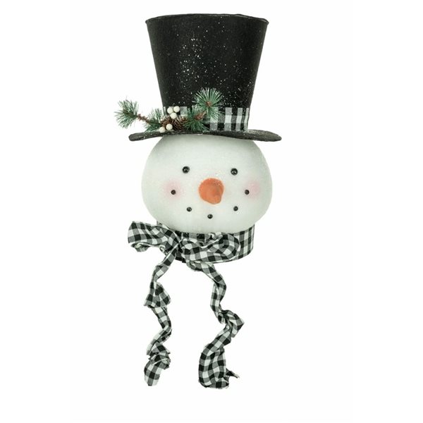 Starlight Collection Black Foam Snowman Head Tree Topper - Single Piece ...