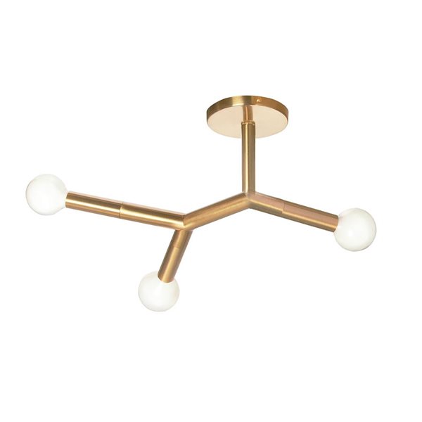 Dainolite Morgan 3-Light Semi-Flush Mount Ceiling Light - Aged Brass ...