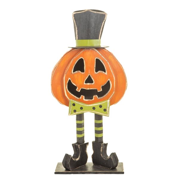 Starlight Collection Standing Jack-O'-Lantern Wooden Figurine - Orange ...