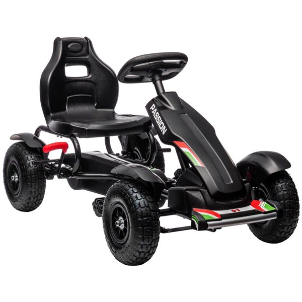 Voiture à pédales pour enfants Aosom noire avec godet ajustable et ...