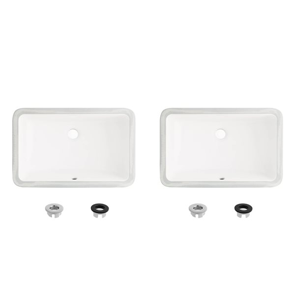 Set of 2 Stylish 18 x 12-in Rectangular Undermount Bathroom Sinks w ...