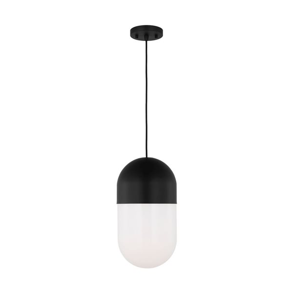 Generation Lighting Foster 8 W x 15-in H Black Metal Modern Pill-Shaped ...
