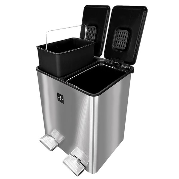 Modern Homes 19.75-in H 40-L Dual Compartment Stainless Steel Garbage ...
