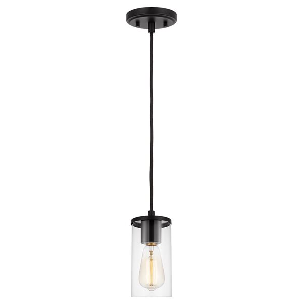 Generation Lighting Zire Mini Steel 1-Light Pendant Light w/ Clear ...