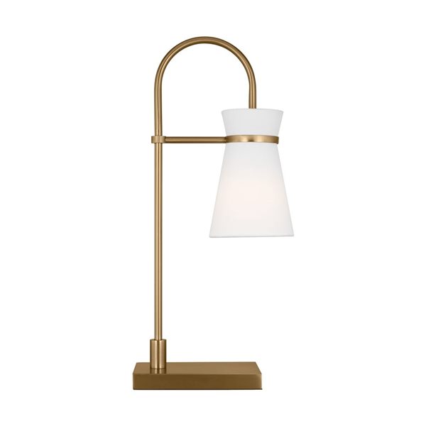 Generation Lighting Binx Satin Brass Modern Task Table Lamp w/ White ...