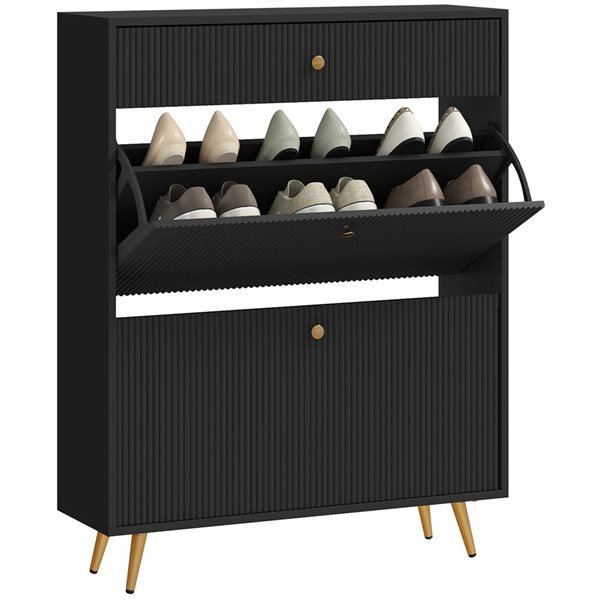 HOMCOM Shoe Storage Cabinet w/ 2 Flip Drawers for 12 Pairs of Shoes ...