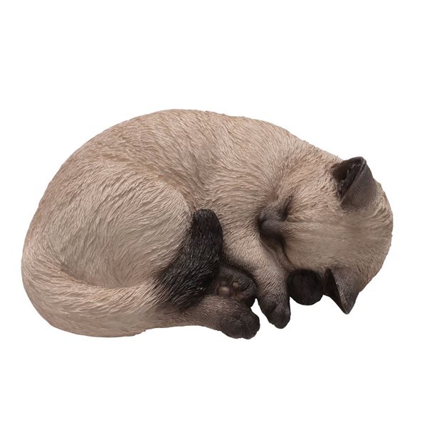 Hi-Line Gift Ltd. 4.33-in Sleeping Siamese Cat Garden Statue 87728-G | RONA