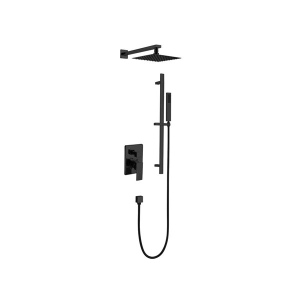 Agua Canada Vitario Matte Black Square Shower Kit with Rain and Hand ...
