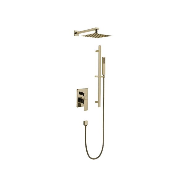 Agua Canada Vito Brushed Brass Square Shower Kit with Rain and Hand ...