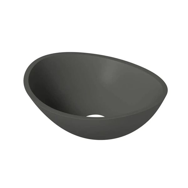 Agua Canada Fabiola 13 x 16-in Pure Concrete Oval Solid Surface Vessel ...