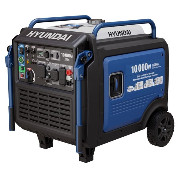 Hyundai 10,000-Watt Gas Powered Portable Inverter Generator w/ Electric ...