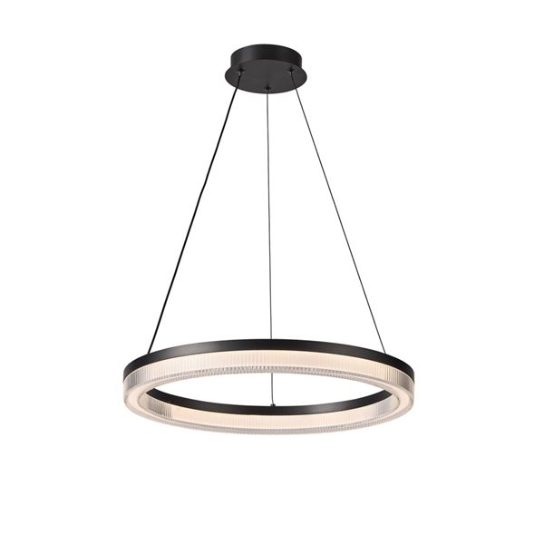Artcraft Lighting Ari Integrated LED Pendant w/ Ribbed Clear Diffuser ...