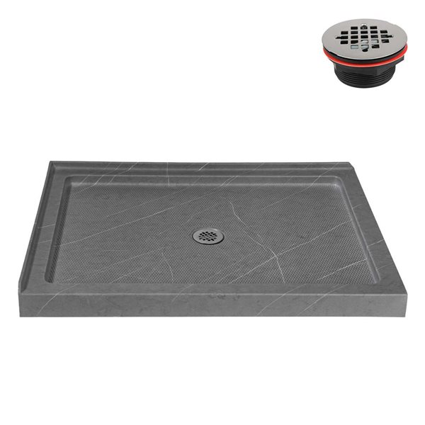 Streamline 48 x 36-in Corner Acrylic Shower Base w / Included Centre ...