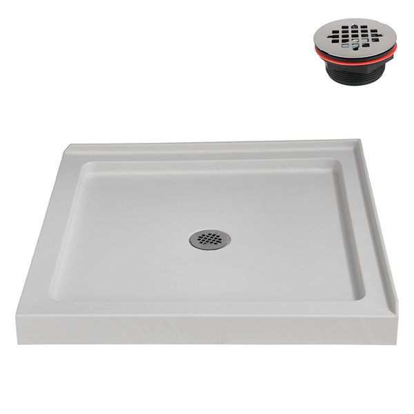 Streamline 36 x 36-in Corner Acrylic Shower Base w/ Included Centre ...