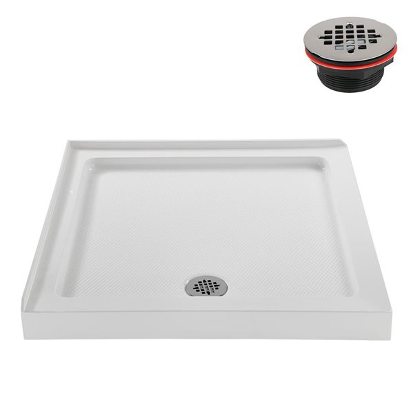 Streamline 32 x 32-in Corner Acrylic Shower Base w/ Included Left Drain ...