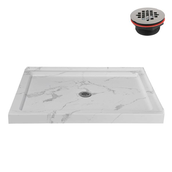 Streamline 48 x 36-in Corner Acrylic Shower Base w/ Included Centre ...