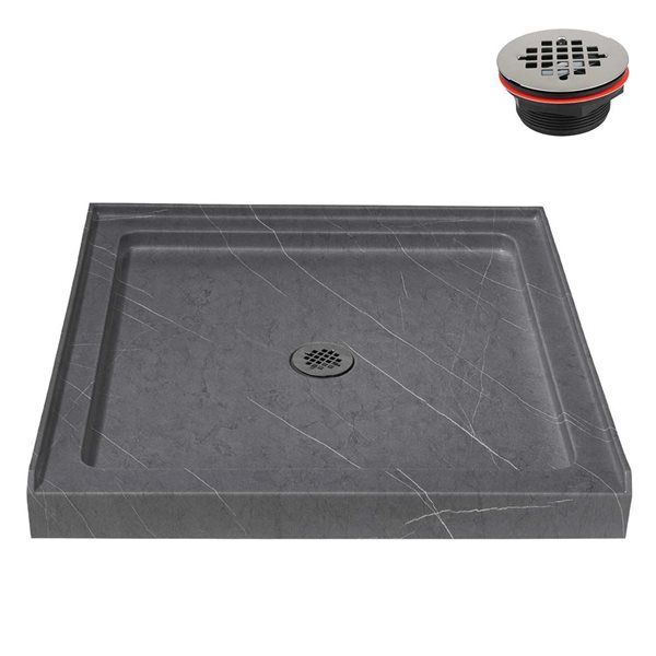 Streamline 36 x 36-in Alcove Acrylic Shower Base w/ Included Centre ...