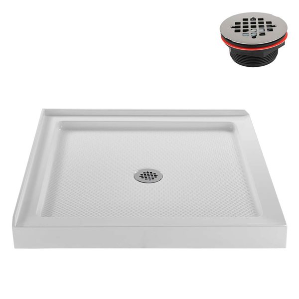 Streamline 32 x 32-in Corner Acrylic Shower Base w/ Included Centre ...