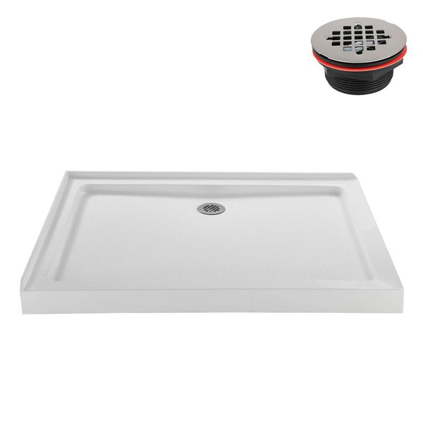 Streamline 42 x 34-in Corner Acrylic Shower Base w/ Included Right Side ...