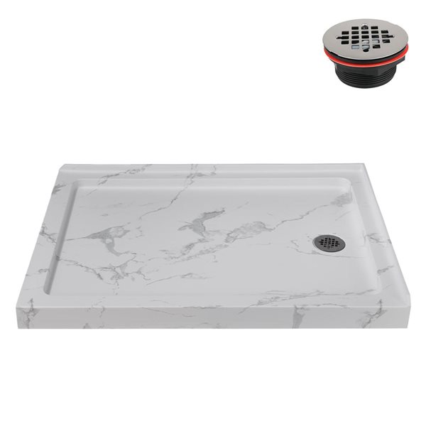 Streamline 48 x 36-in Corner Acrylic Shower Base w/ Included Right Side ...